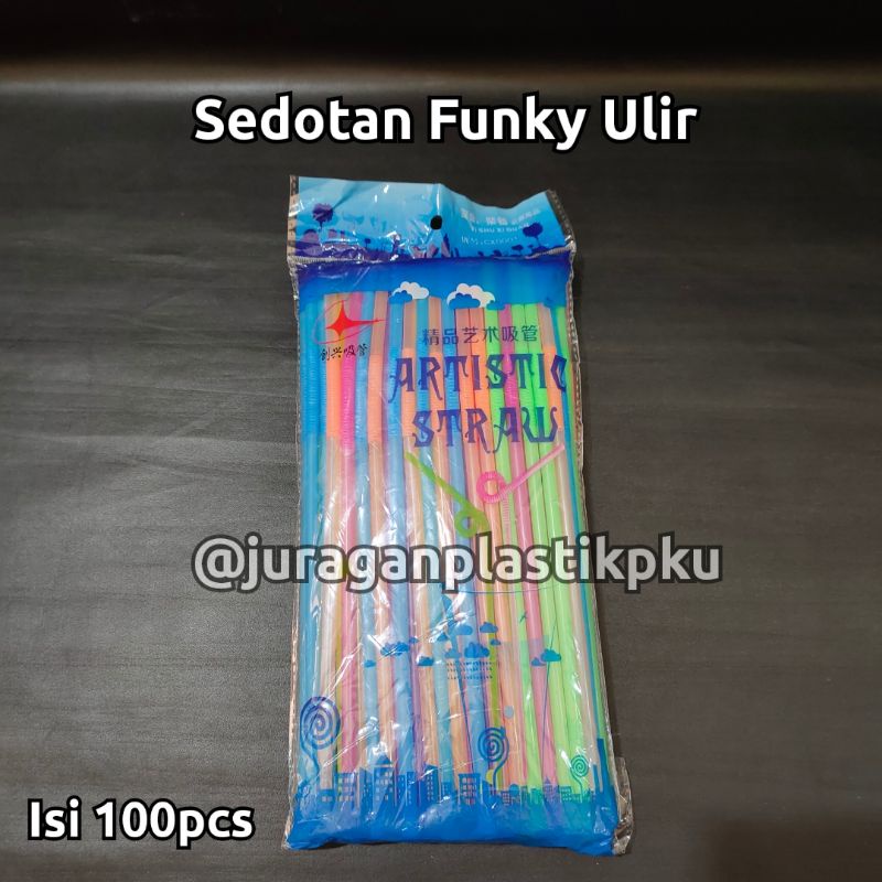 Jual ( ISI 100PCS/PACK ) Sedotan Funky Ulir Warna Warni | Pipet Spiral Unik Cantik Prakarya 6mm ...