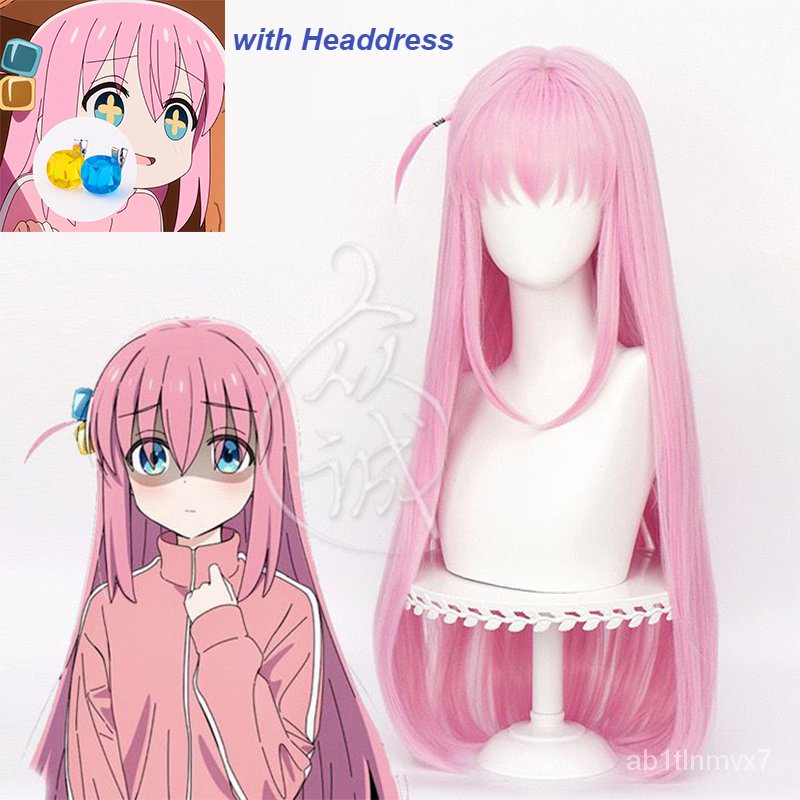 Jual Gotou Hitori Anime Bocchi The Rock Cosplay Wig Pink Long Straight ...