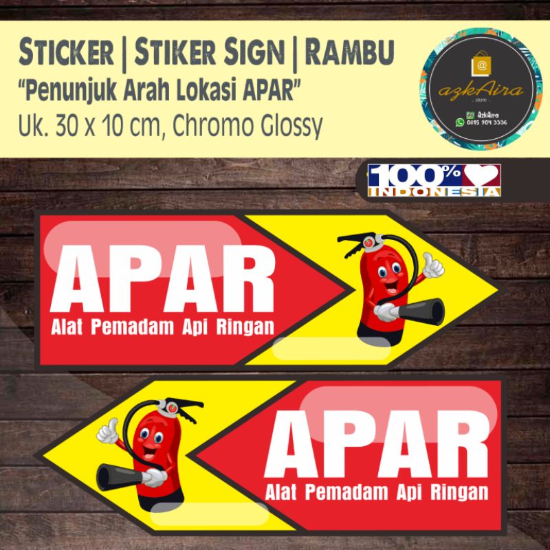 Jual Sticker Stiker Sign Rambu K3 Penunjuk Arah Lokasi APAR - Uk. 30x10 ...