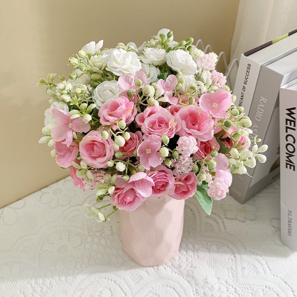 Jual Bunga Plastik Hias Mawar Small Rose Bunch Fwr Bunga Artificial ...