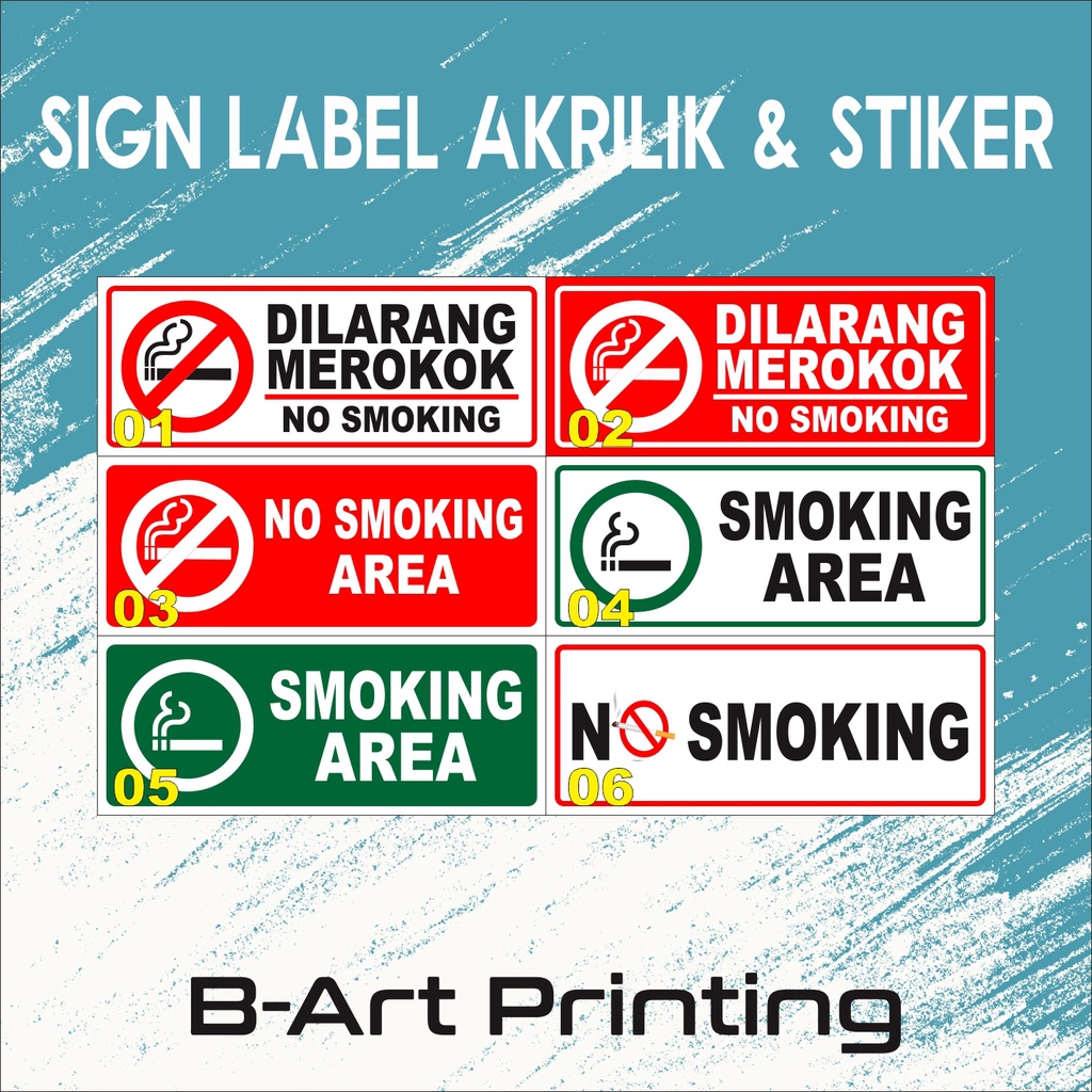 Jual Akrilik, Stiker Peringatan, Sticker Penunjuk, DILARANG MEROKOK ...