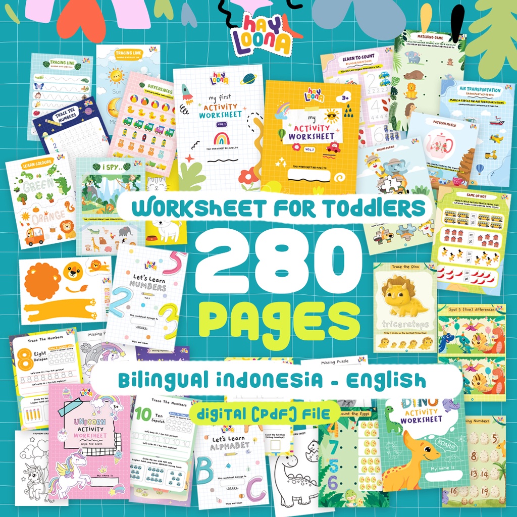 Jual 280 Halaman Printable Worksheet Lembar Aktifitas Anak Paud Balita ...