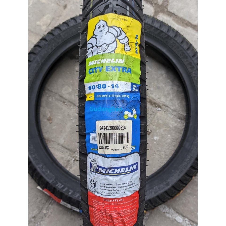 Jual (RING 14) Michelin City Extra 80 / 80 - 14 Tubeless Ban Luar Motor ...