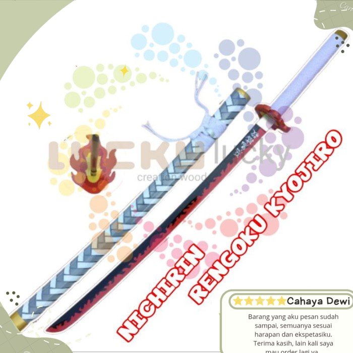 Jual Mainan pedang kayu rengoku kyojiro anime cosplay kimetsu no yaiba ...