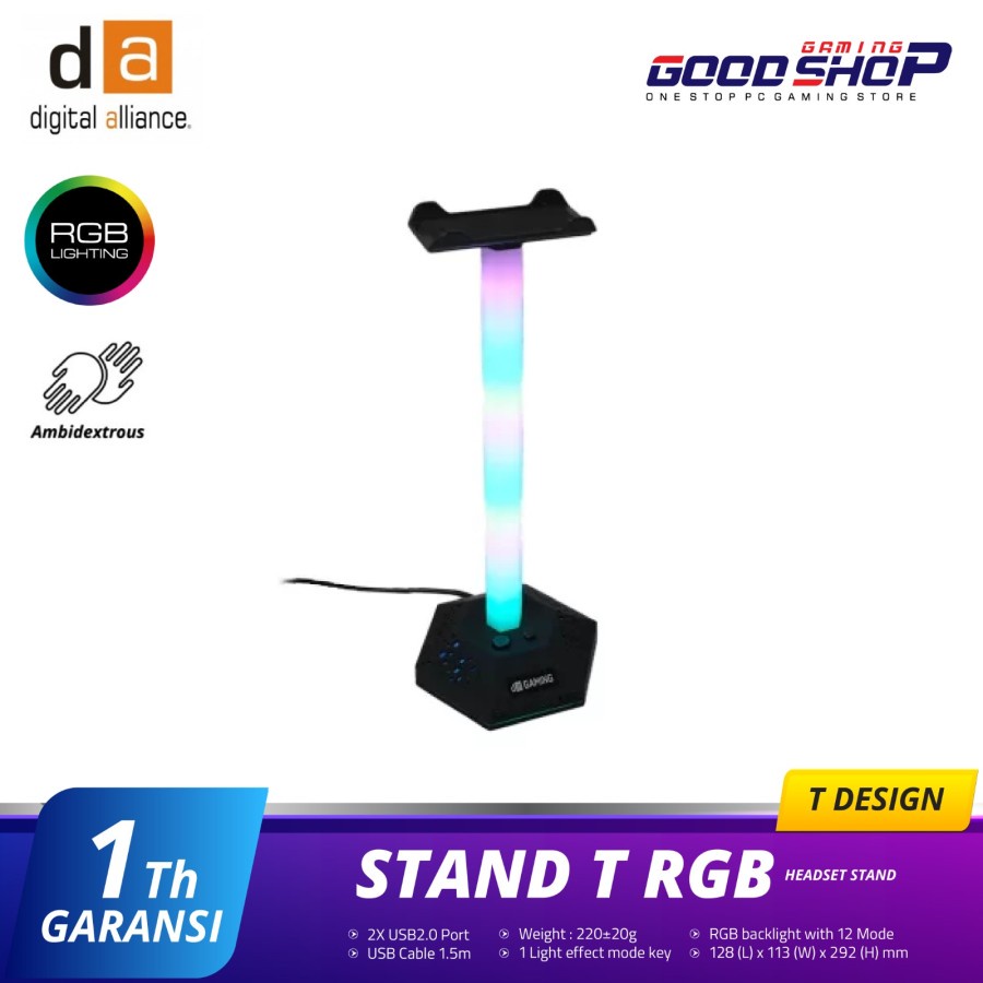 Jual Headset Stand Digital Alliance - Gaming Headset Stand T RGB Led ...