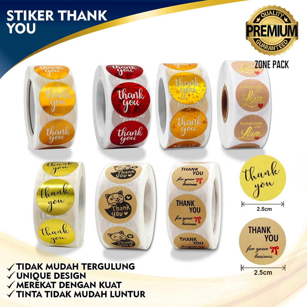 Jual 1 roll (500 pcs) Stiker Label Tulisan Thank You For Your Order ...