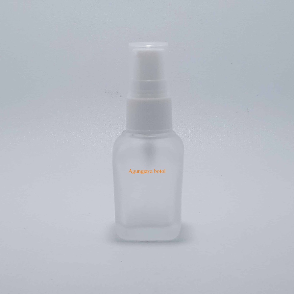 Jual Botol Kaca Square 20 Ml Clear Frossted Tutup Pump Treatment ...