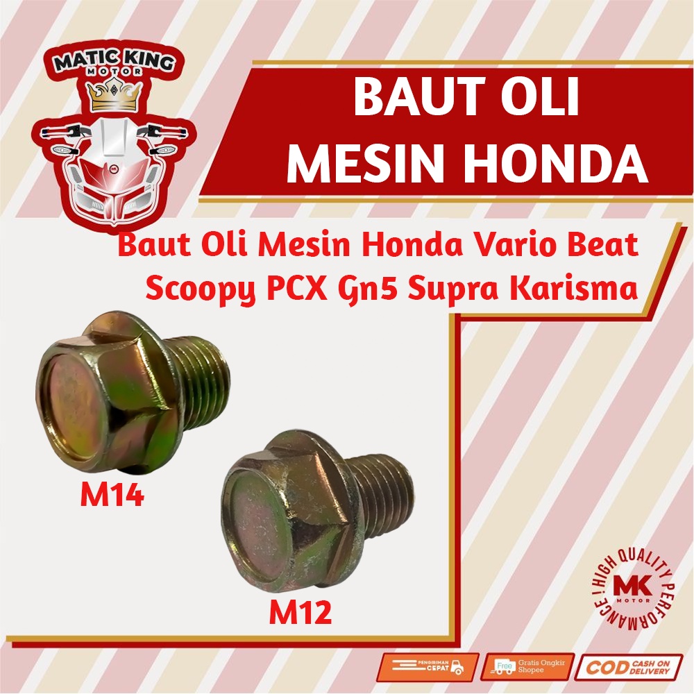 Jual Baut tap oli mesin bawah Honda Beat Vario Scoopy PCX Gn5 Supra ...