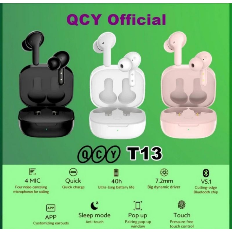 Jual QCY T13 True Wireless TWS - PINK | Shopee Indonesia