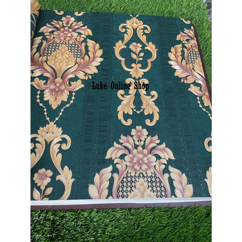 Jual Wallpaper Dinding Motif Batik Ranting Garis Elegan Silver Merah ...