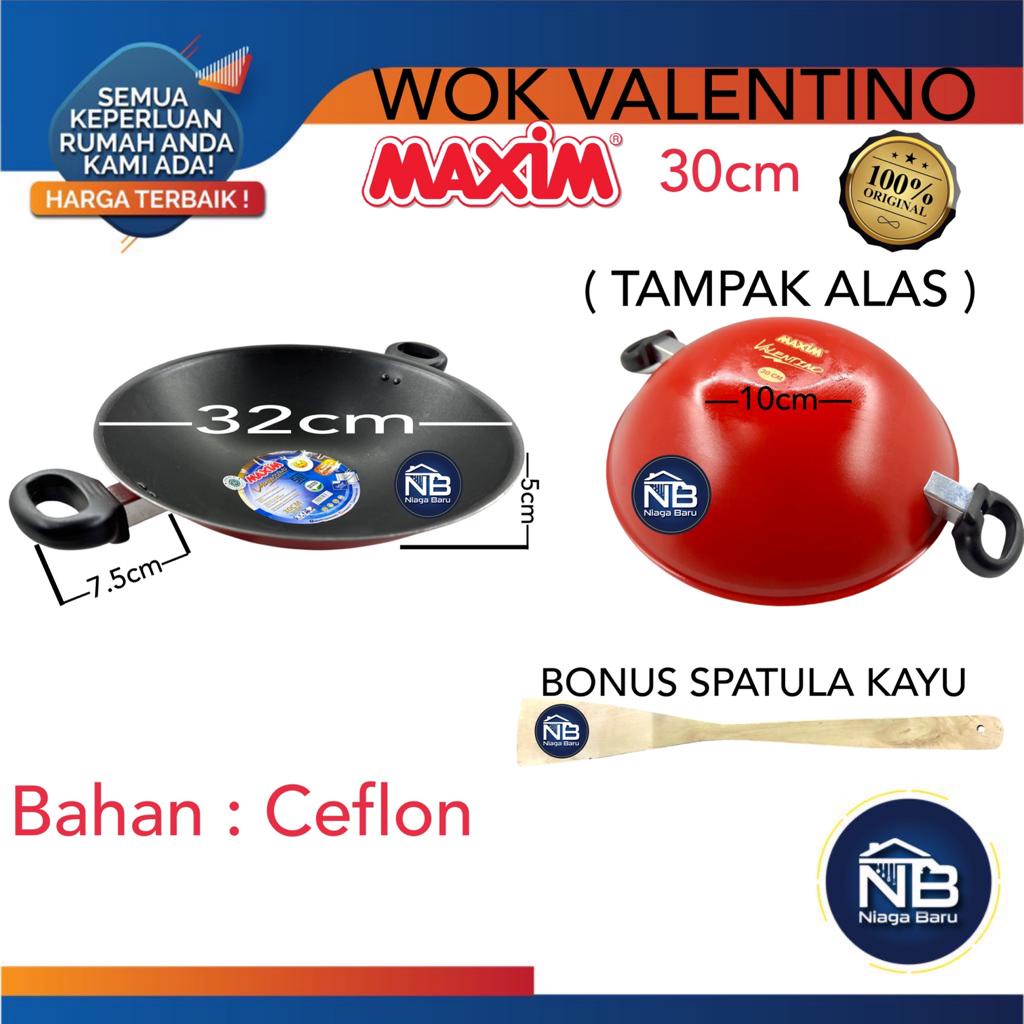 Jual KUALI MAXIM VALENTINO WOK WAJAN ANTI LENGKET 30 CM TEFLON | Shopee ...