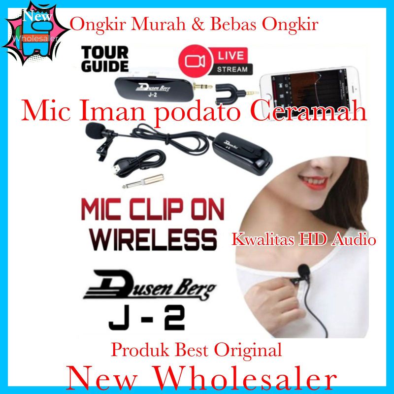Jual Mic Jepit Iman wireless dusenberg J2 Original Resmi Sni audio Hd ...