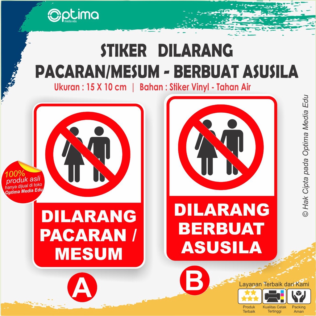 Jual Stiker Dilarang Pacaran Msumberbuat Asusila Shopee Indonesia 