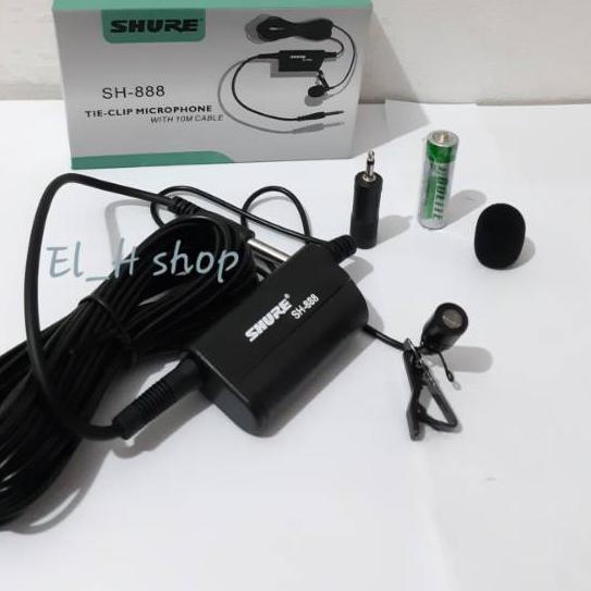 Jual ☺ Mic jepit shure SH888/ mic kancing shure SH 888/ mic clip on kabel 10m ♧ | Shopee Indonesia