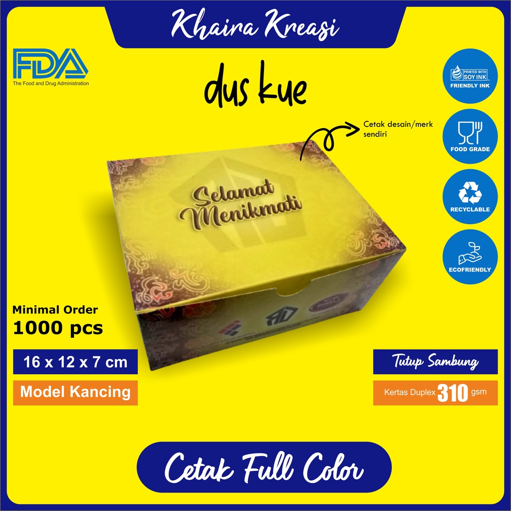 Jual Cetak Custom Dus Kue / Dus Snack / Kotak Kue / Snack Box / Ukuran ...