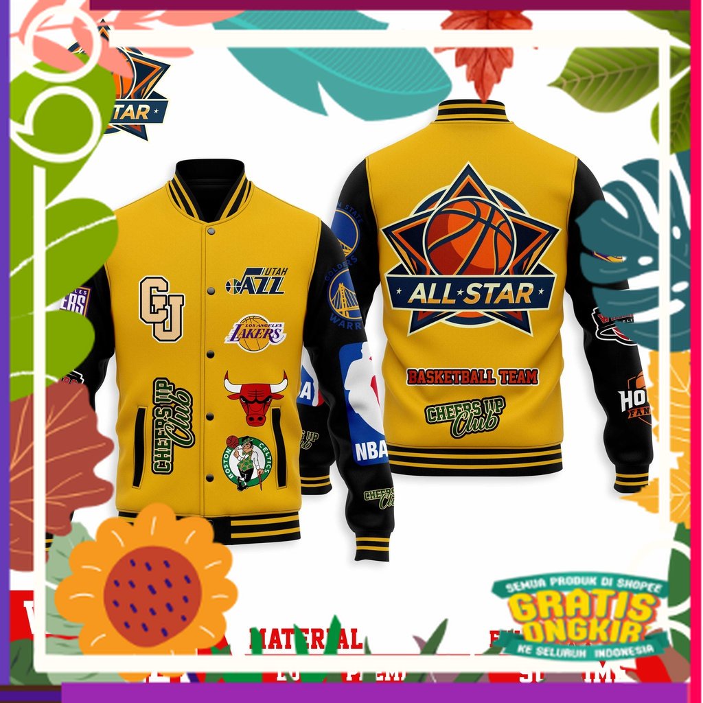 Jual JAKET BOMBER VARSITY BASKET BALL ALL STAR NBA YELLOW - LOTTO FULL ...