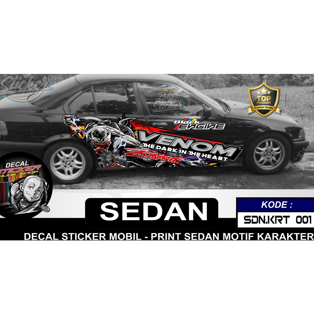 Jual STIKER MOBIL SEDAN KARAKTER KEREN VENOM DECAL STRIP STICKER ...