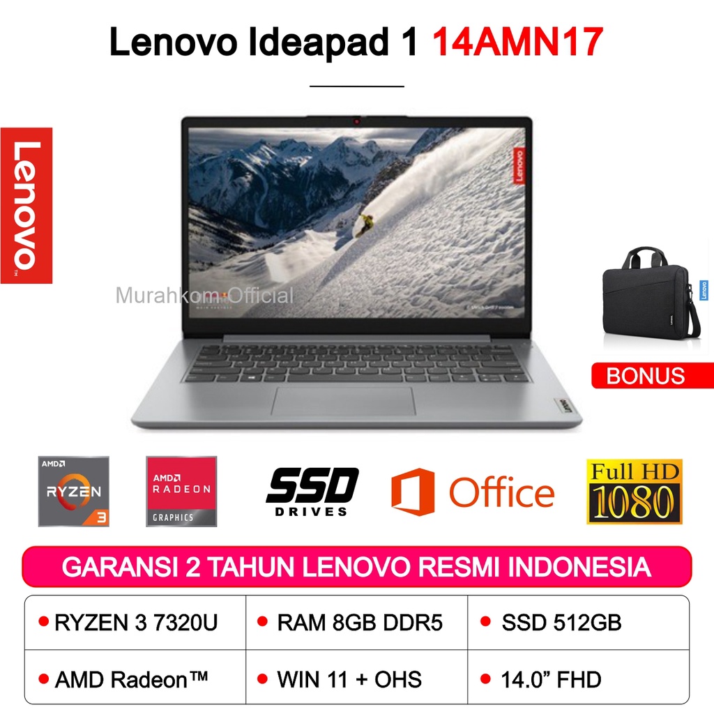 Jual LENOVO IDEAPAD SLIM 1 RYZEN 3 7320U 8GB 512GB SSD WIN11+OHS 14.0 FHD 2YR | Shopee Indonesia