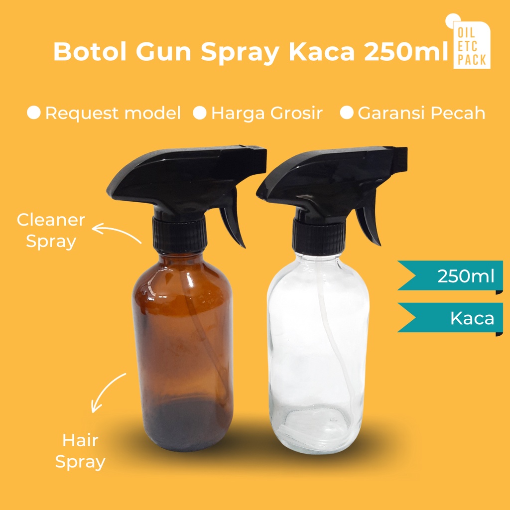 Jual Botol Gun Spray Kaca 250ML Tebal / Wadah Kosong Isi Ulang | Shopee ...
