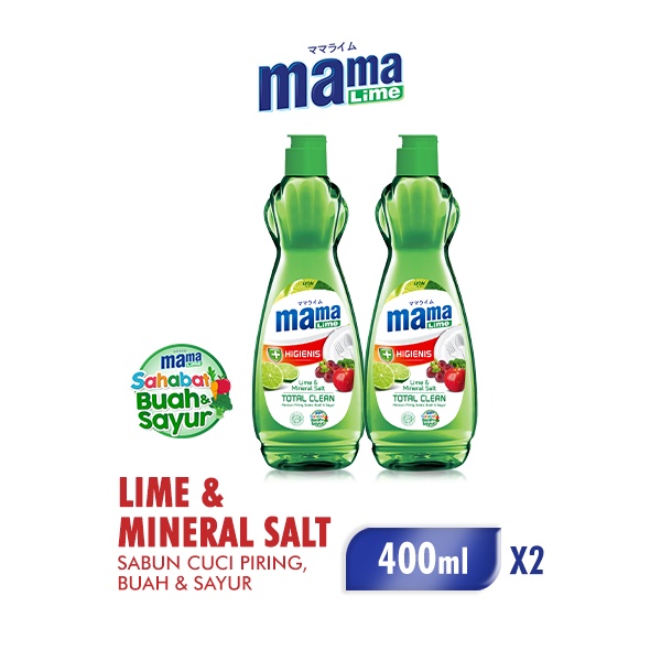 Jual Mama Lime Sabun Cuci Piring Mineral Salt Botol 400 ml x2 | Shopee ...