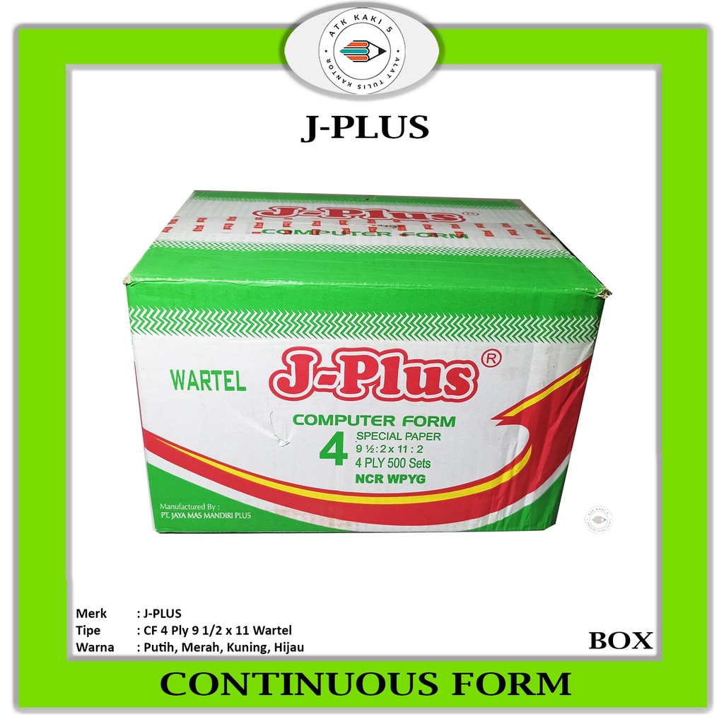 Jual J-PLUS - Continous Form 91/2 x 11/2 4Ply/2 ( K4 Wartel Jplus ...