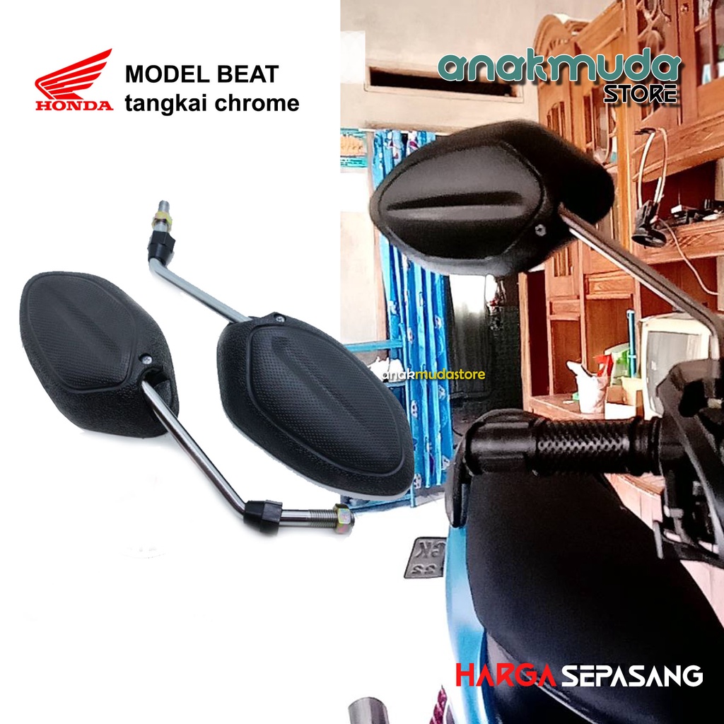 Jual (SSB1) Spion Standar Honda Beat Gagang Tangkai Krum Chrome Motor ...