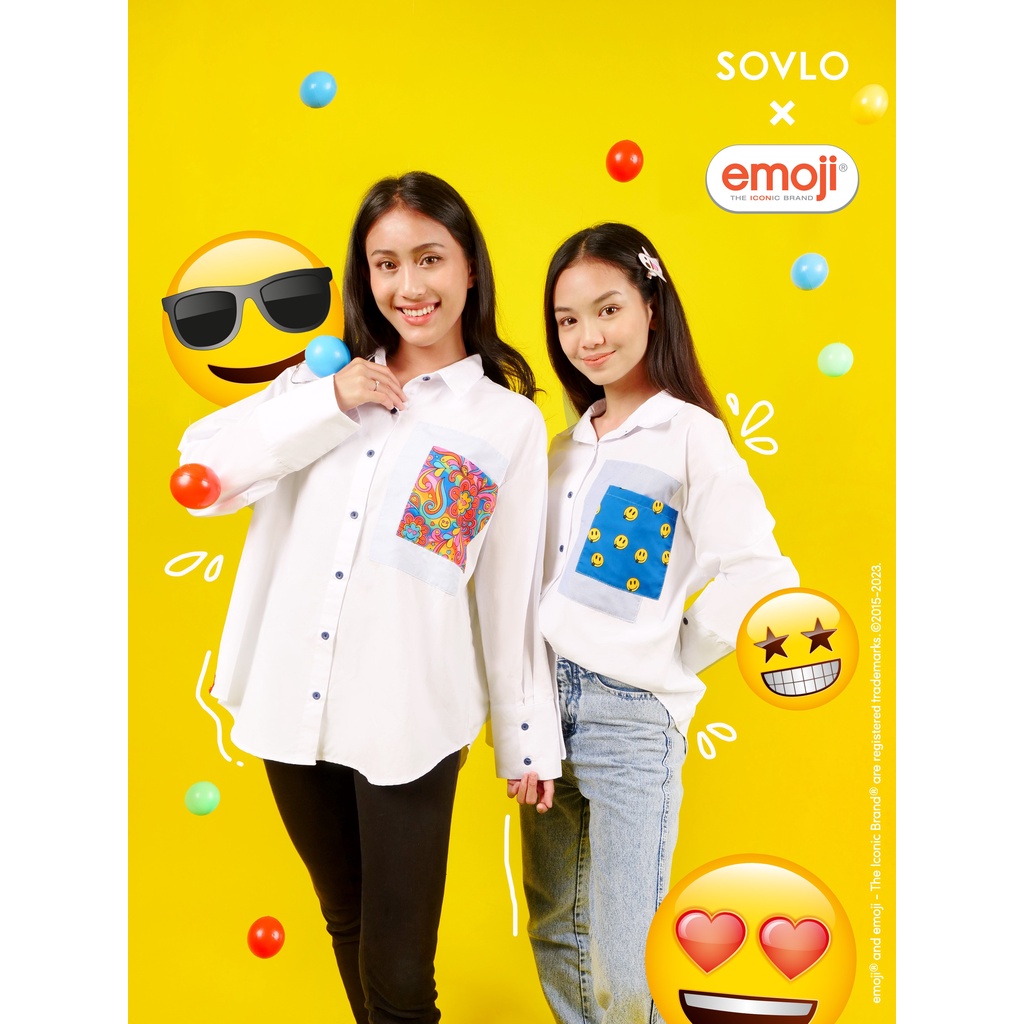 Jual Sovlo x emoji Love Oversized Pocket Shirt / Kemeja Lengan Panjang ...
