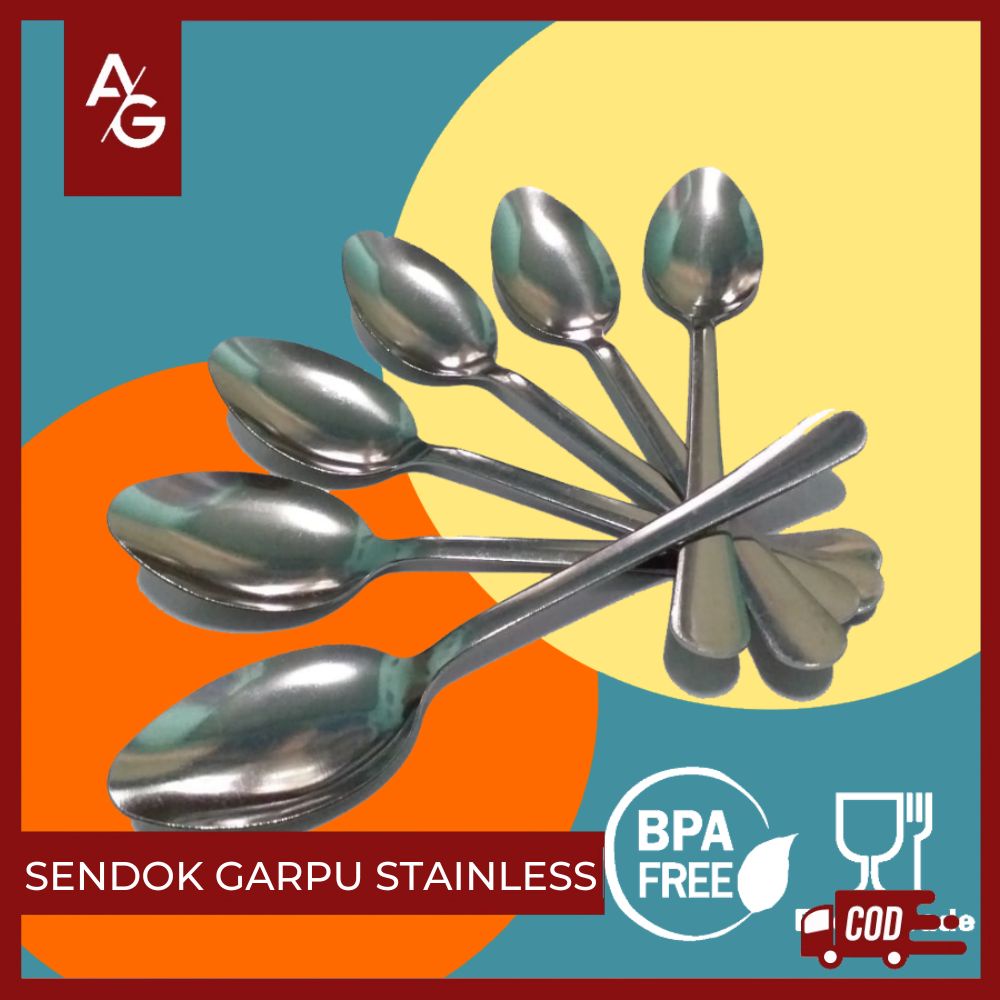 Jual AG - SENDOK GARPU MAKAN / SENDOK TEH STAINLESS TEBAL SET 6 PCS ...