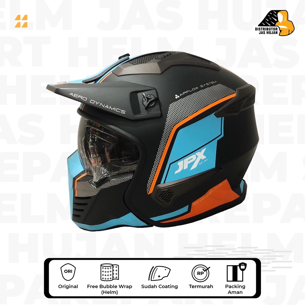 Jual Helm JPX MX 726 R Motif Tritone Black Doff | Shopee Indonesia