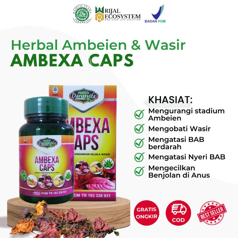 Jual AMBEXA Asli Daun Ungu Obat Wasir Ambeien Atasi Sembelit (60 kapsul ...