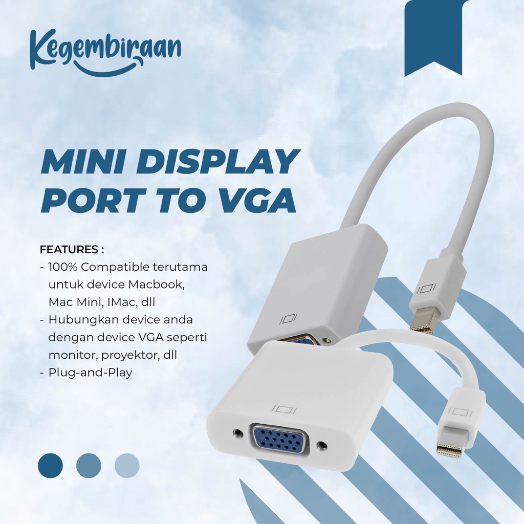 Jual Mini Display Port to VGA Female Konverter Mini Display | Shopee ...