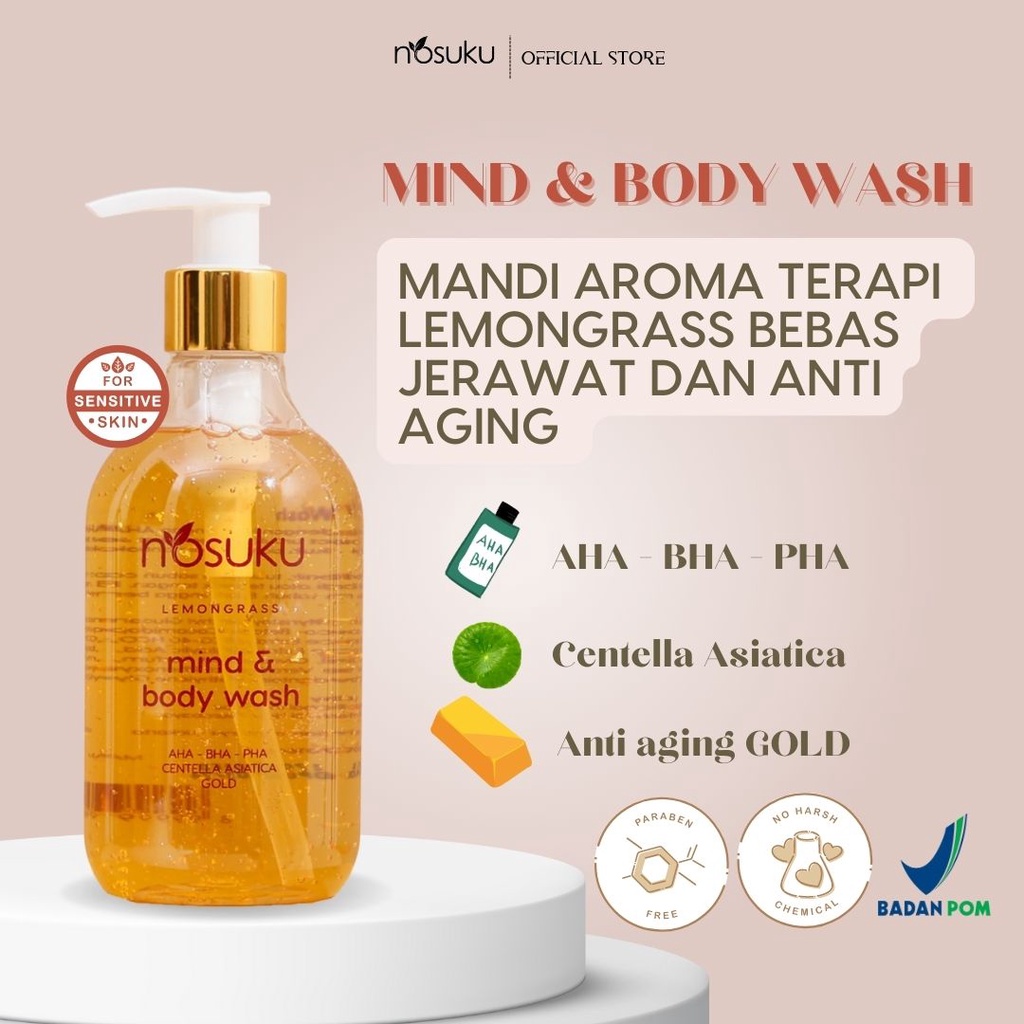 Jual NOSUKU Mind and Body Wash Lemongrass CICA Gold - Sabun Mandi ...
