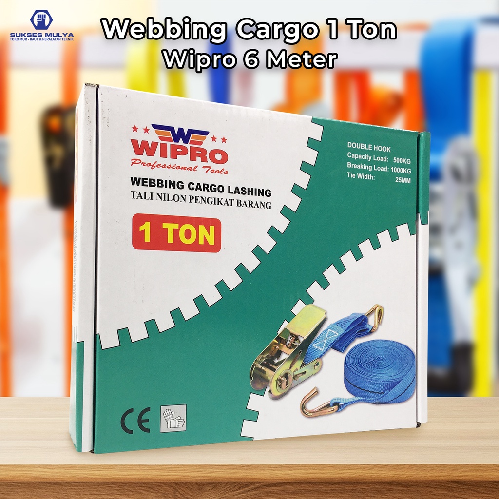 Jual Tali WIPRO 1 Ton 6m webbing cargo / tali pengikat / tali miniatur ...