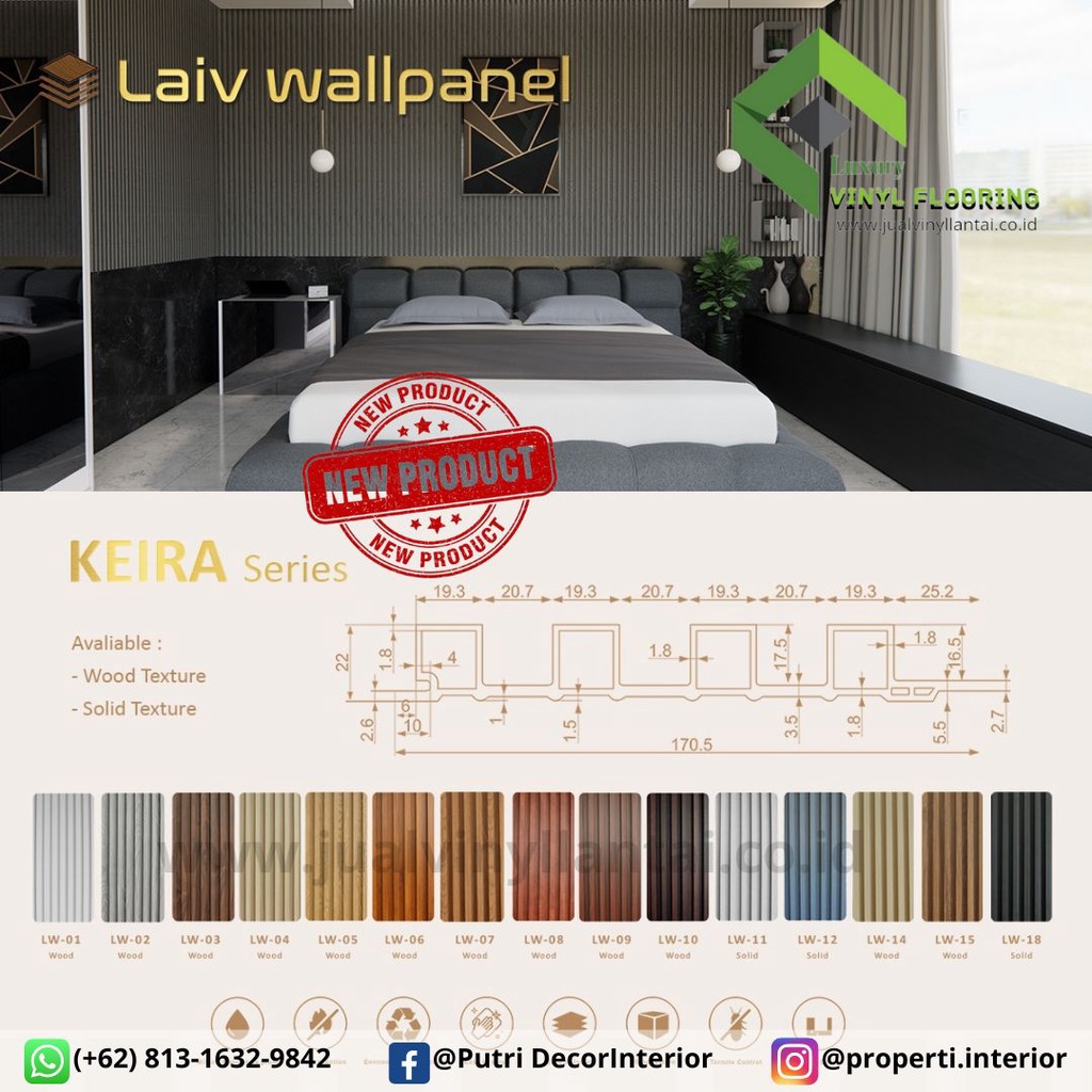 Jual wpc wallpanel Keira series lebar 17cm x panjang 2,95m tebal 2,2cm ...