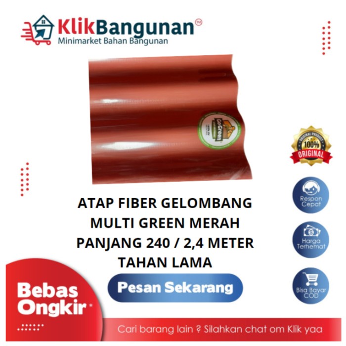 Jual ATAP FIBER GELOMBANG MULTI GREEN MERAH PANJANG 2,4 METER TAHAN ...