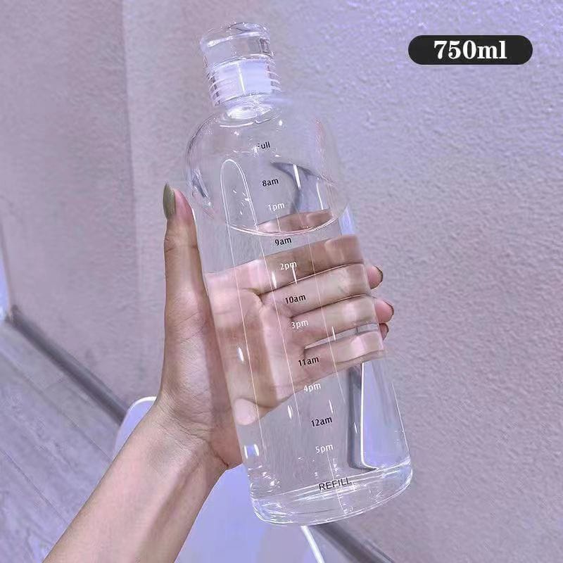 Jual Botol Minum Kaca Bening Aesthetic 500 ml Dengan Penanda Waktu ...