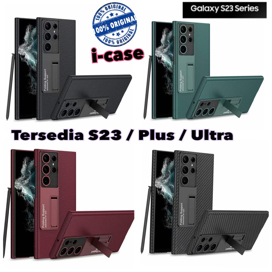 Jual Casing Samsung Galaxy S23 Ultra,Plus, S 23 Leather Case Kick Stand ...