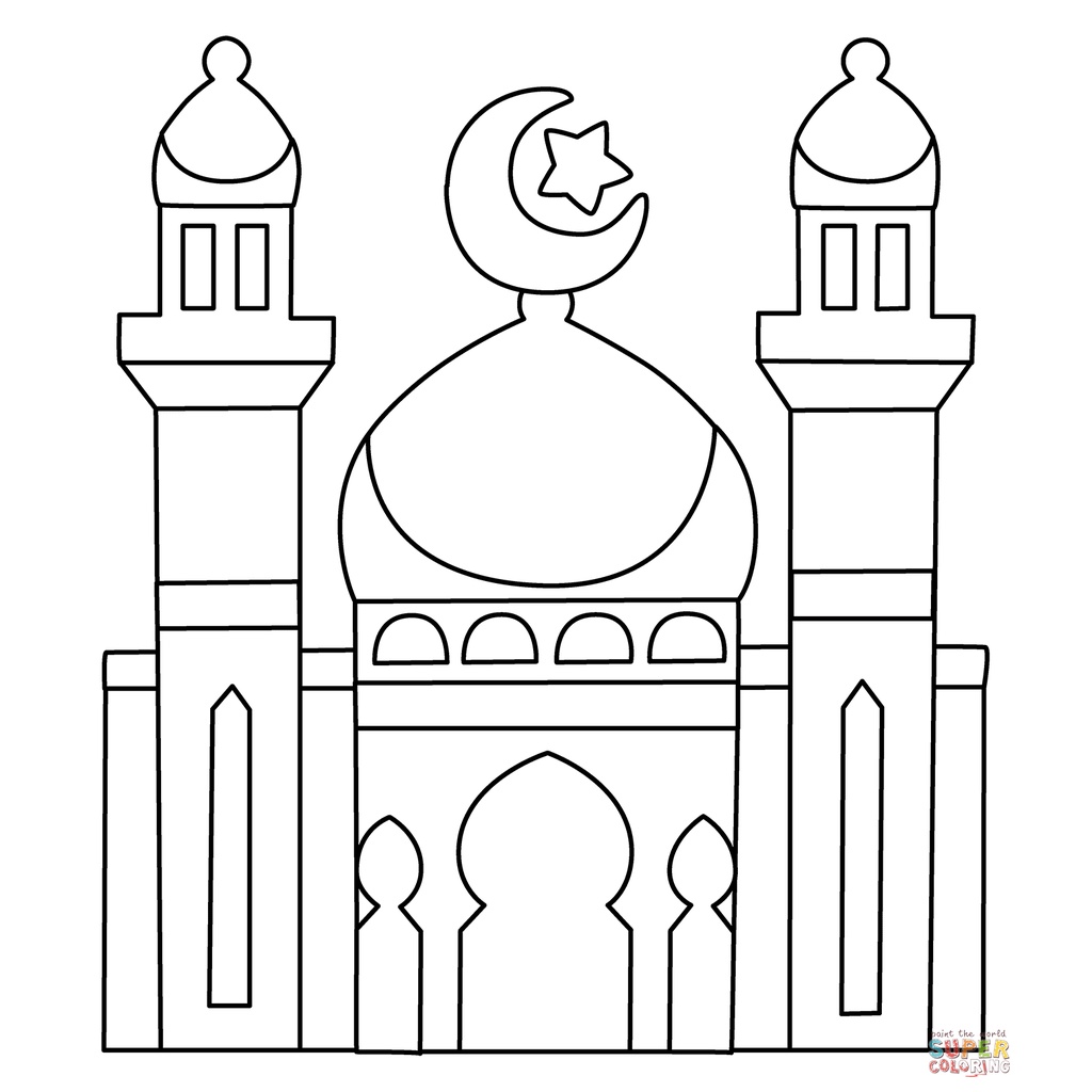 Jual Gambar Mewarnai ~ ISLAMI MASJID / Seketsa Lukis / Drawing Sketch ...