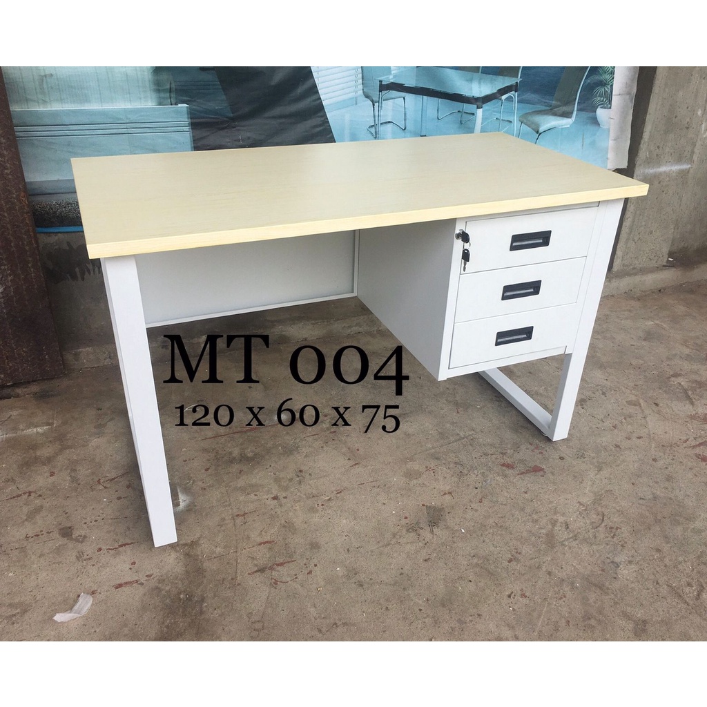 Jual Meja tulis kantor kaki besi meja kantor meja kasir 3 laci | Shopee ...