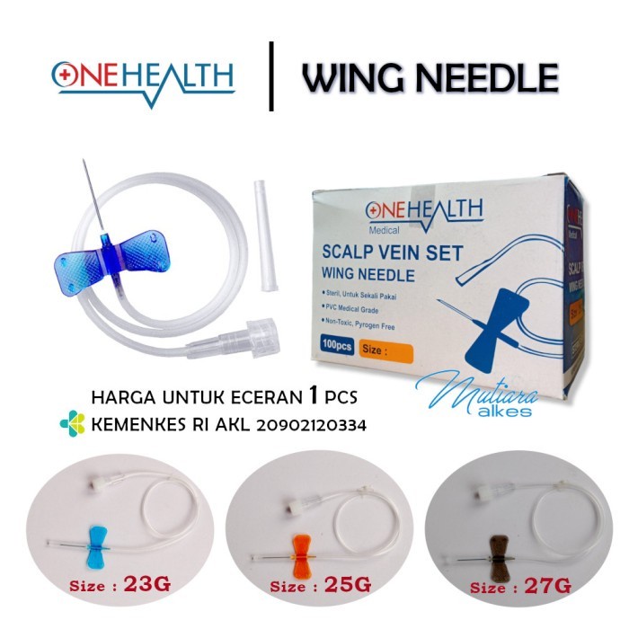 Jual (MUTIARA ALKES) ONEHEALTH Wing 23G 25G 27G / Scalp Vein Wing ONEHEALTH 23G 25G 27G | Shopee ...