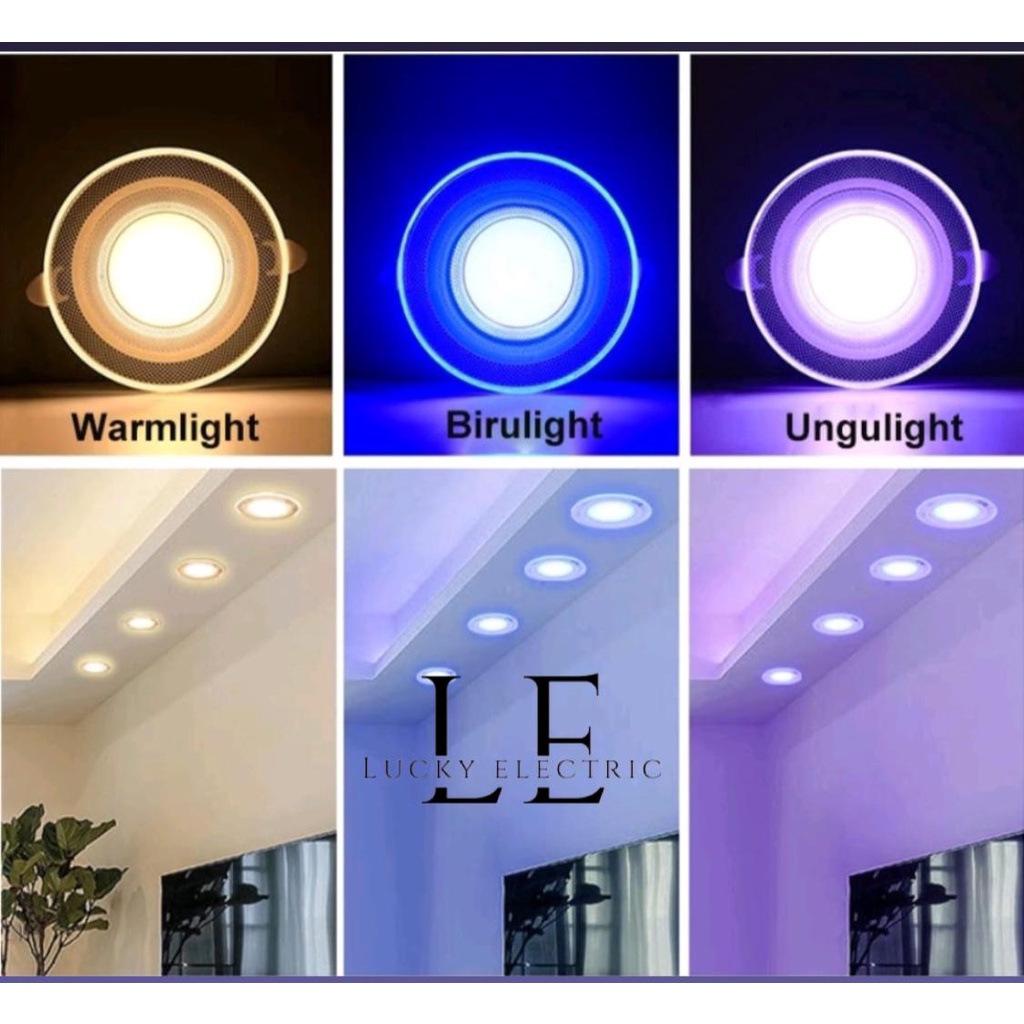 Jual LAMPU DOWNLIGHT LED 3 WARNA / PANEL LED 3 WARNA HS 9W Bening (BIRU ...