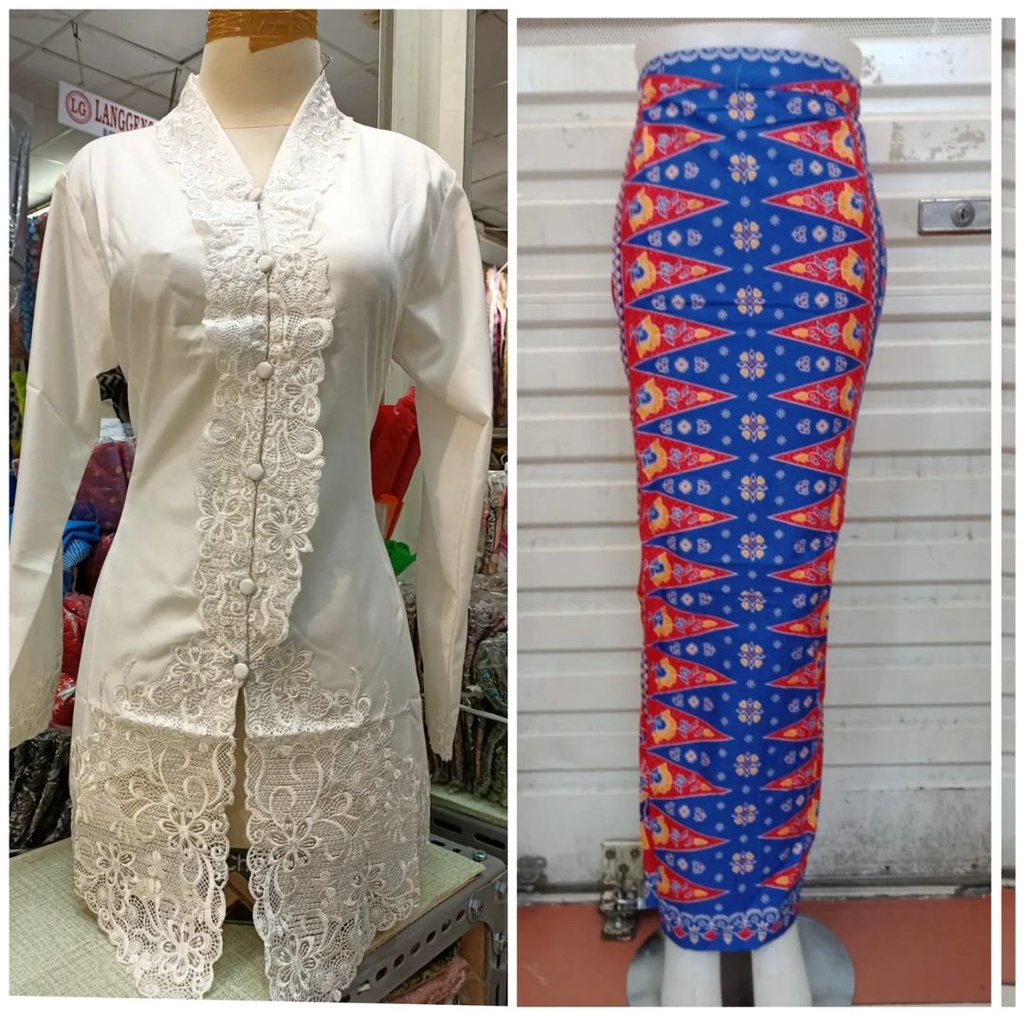 Jual Setelan rok kebaya encim bordir kembang senada lengan panjang ...