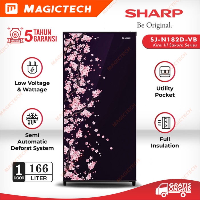 Jual KULKAS SHARP 1 PINTU SJ-N182D-VB / SJ-N182 / SJ-182 166L - UNGU ...