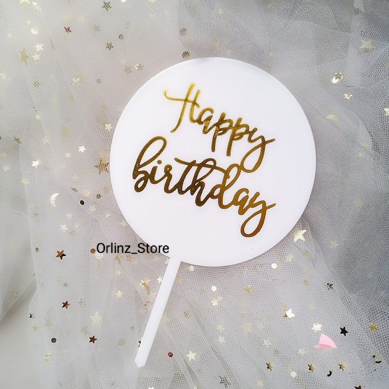 Jual Cake Topper happy birthday bulat / Tusukan hiasan kue happy ...