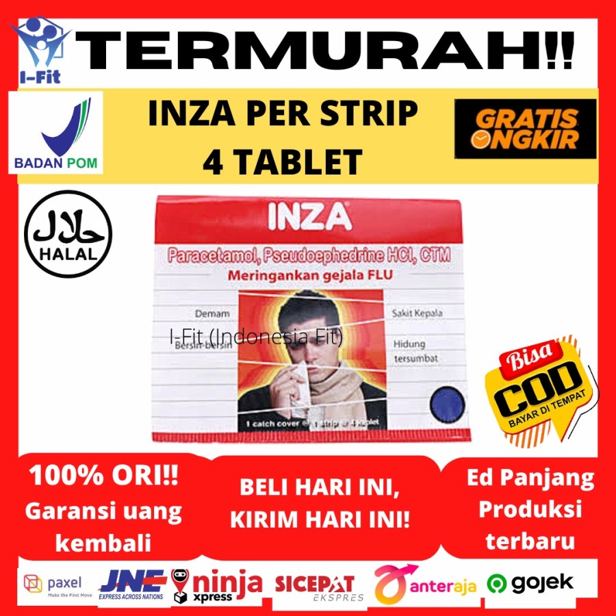 Jual Inza per Strip 4 Tablet Obat Flu Demam Sakit Kepala Pilek Bersin ...