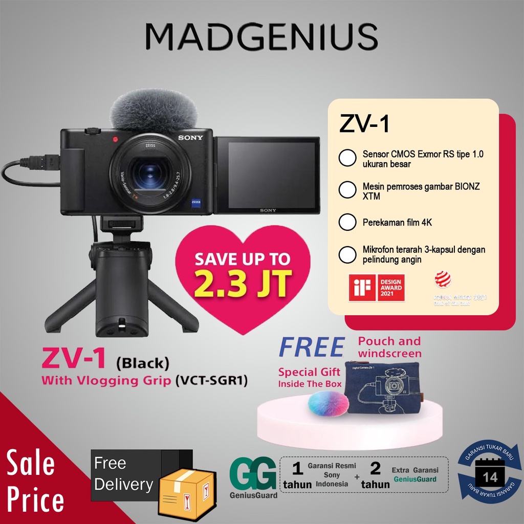 Jual SONY ZV-1 / ZV1 / ZV 1 / Kamera Digital Sony ZV-1 warna Hitam ...