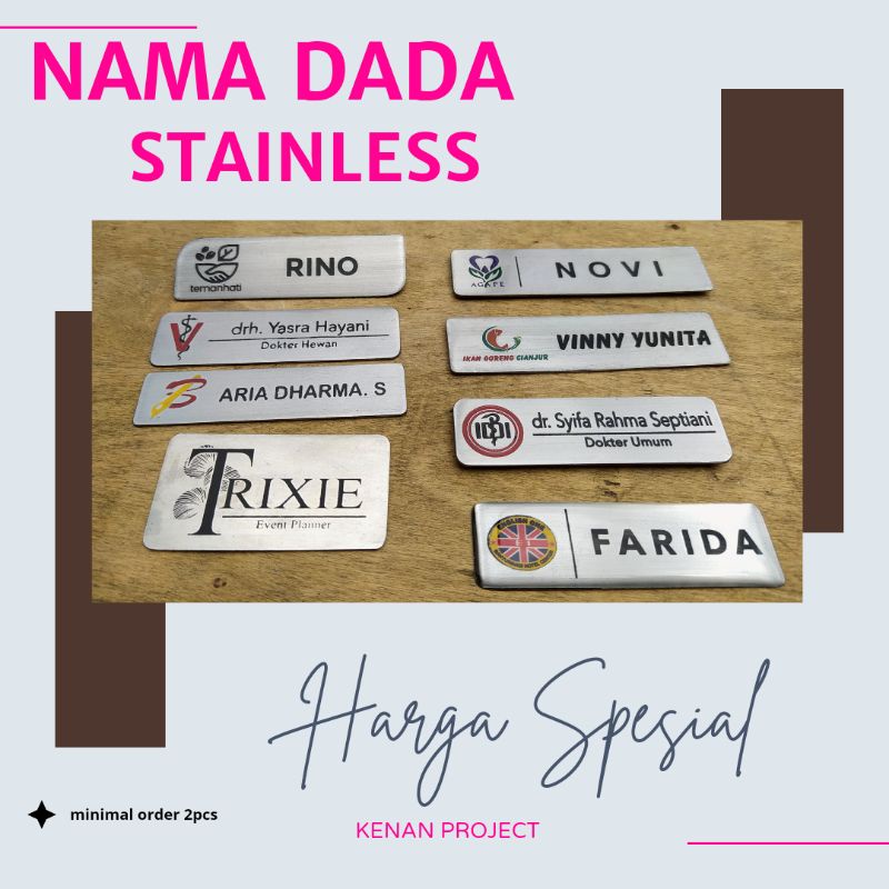 Jual Nama Dada Stainless / Name Tag Stainless / Stainless | Shopee ...