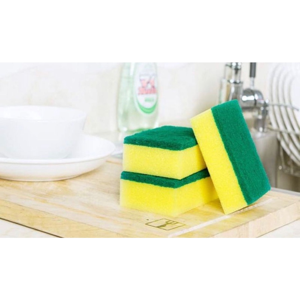 Jual Spons Busa Cuci Piring Besar / Sponge 2 Sisi Halus Kasar Kuning ...