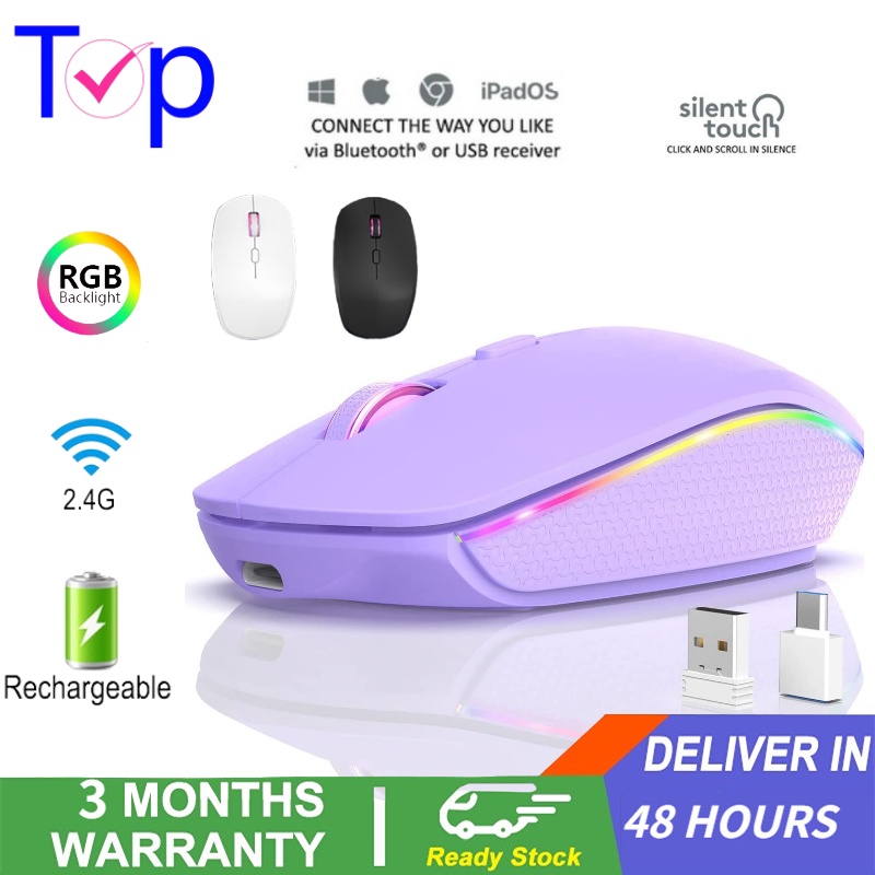 Jual 2.4G Wireless Mouse Tipis USB Rechargeable Mouse Backlit Computer ...