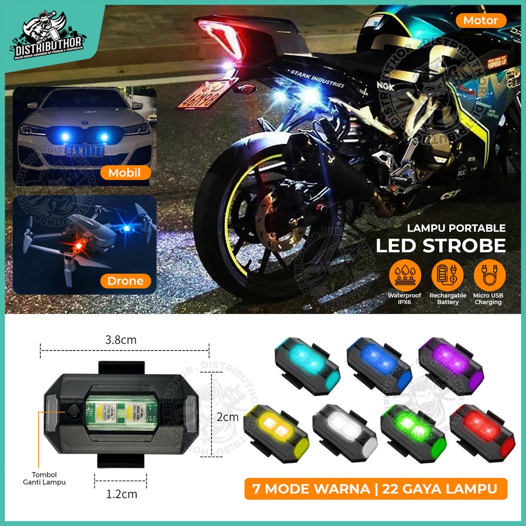 Jual Lampu Strobo Led 7 Warna Kedap Kedip Strobe Light USB Charger ...